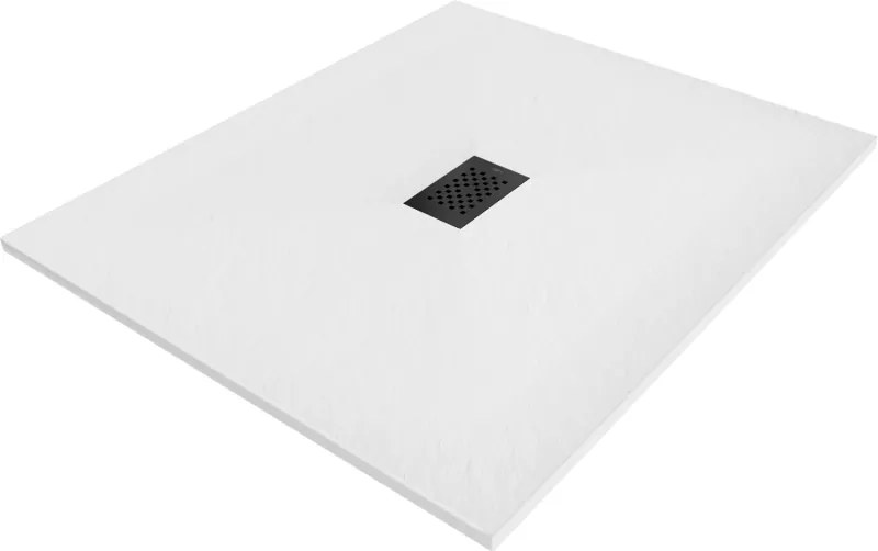 Mexen Hugo, obdélníková sprchová vanička SMC 140 x 100 cm, bílá, černá krytka, 42101014-B