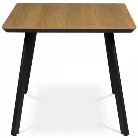 Jídelní stůl 160x90x76 dýha ostín dub kovové nohy černý lak HT-532 OAK