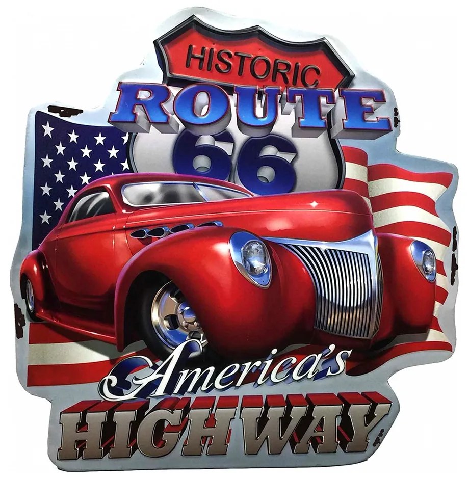 Nástěnná kovová cedule Historic Route 66 - 58*1*60 cm