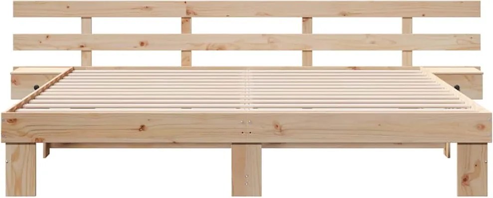 Rám postele s čelo Hnědá 200 x 200 cm Masivní borové dřevo 3385676