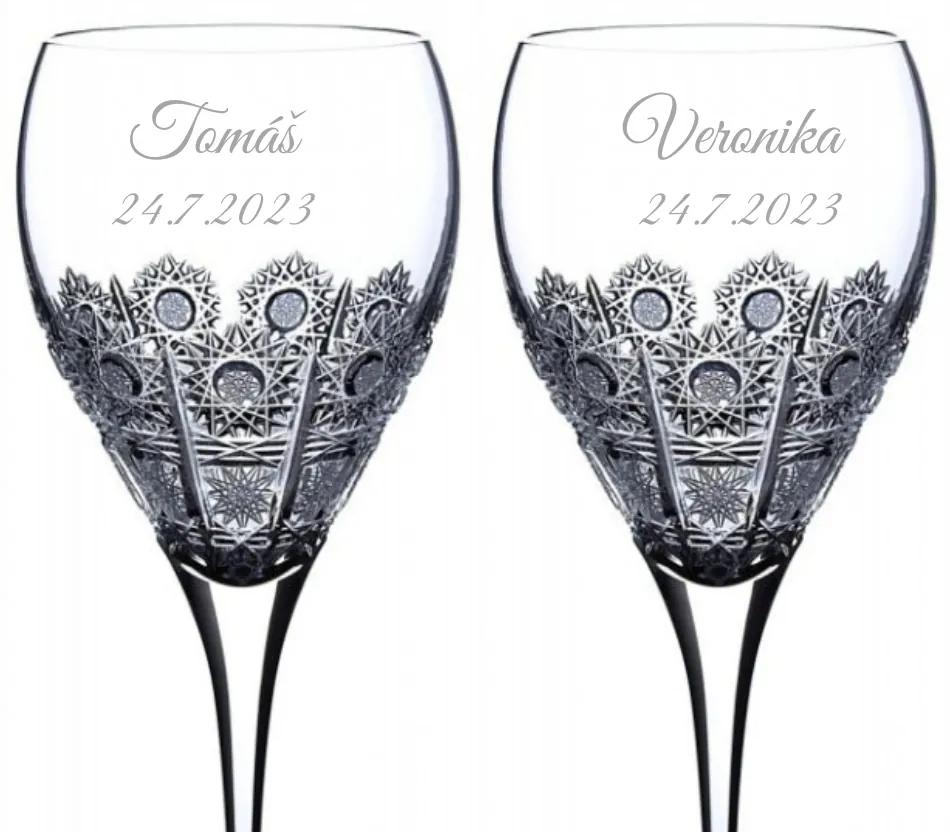 Dekorant svatby Svatební ručně broušené sklenice na červené víno 500pk 420 ml 2KS