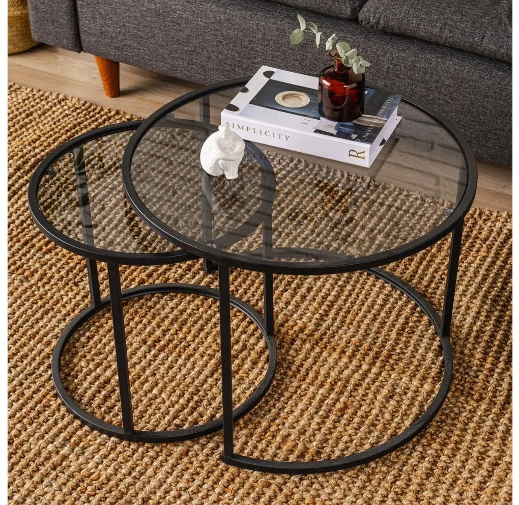 Asir SADA 2x Konferenční stolek TOKYO pr. 42/60 cm černá 706CLN1142