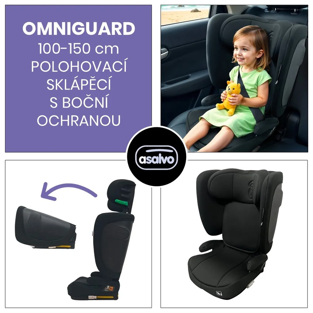 Asalvo OMNIGUARD iSize sklápěcí autosedačka 100-150, black