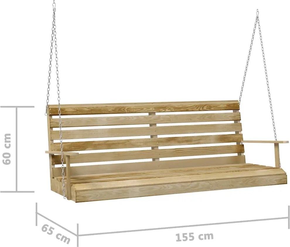 Houpací lavice impregnovaná borovice 155 x 65 x 60 cm 316065