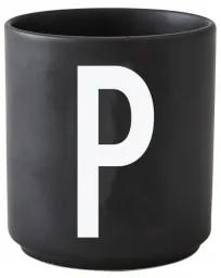 Černý porcelánový hrnek Letter P Design Letters
