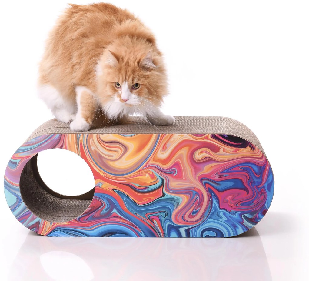 Ekomazlíček Škrabadlo pro kočky ELIPSE colour Hloubka škrabadla: 20 cm, Motiv: Abstract
