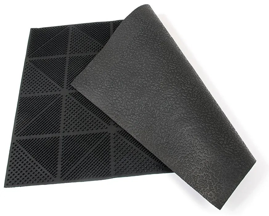 Gumová čisticí rohož Triangles 40 x 60 x 0,7 cm, černá