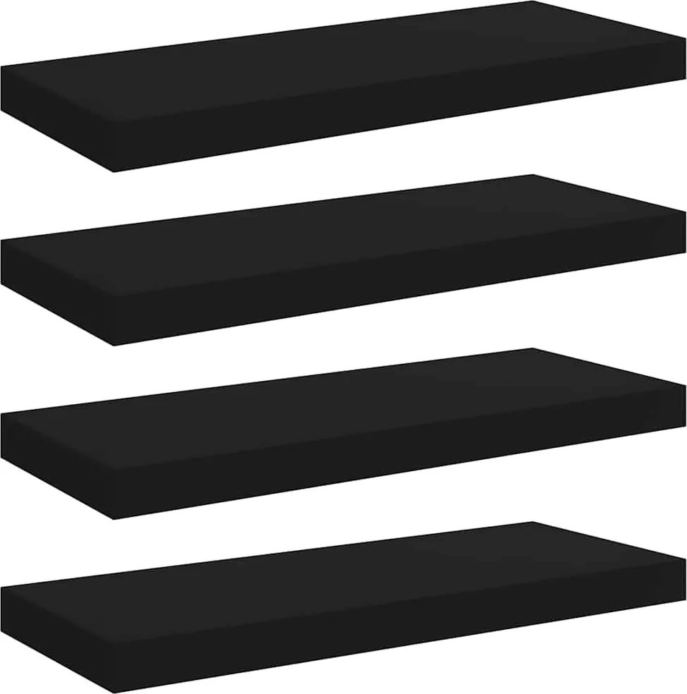 Plovoucí nástěnné police 4 ks černé 60 x 23,5 x 3,8 cm MDF 323834