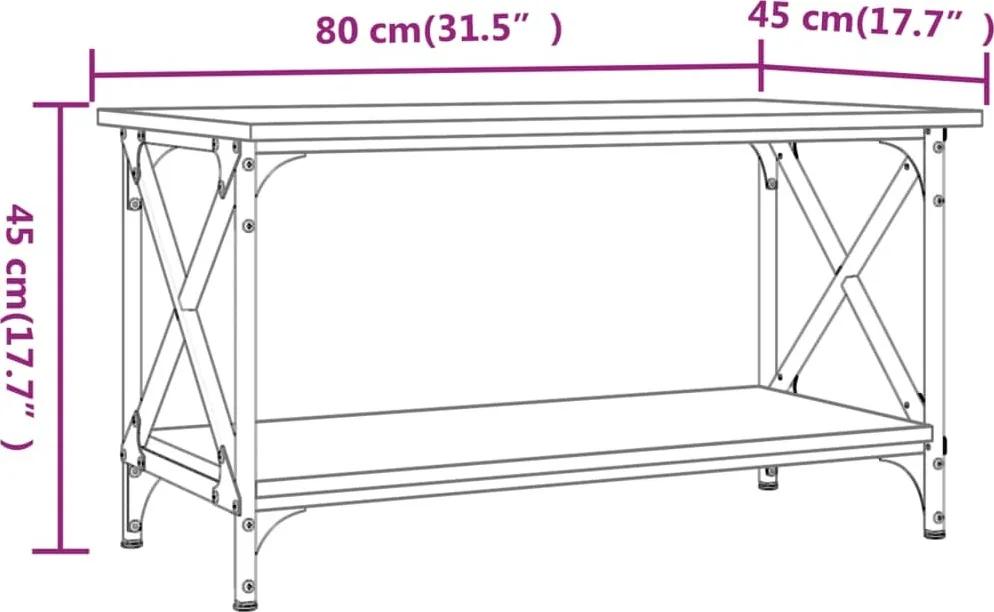 vidaXL Konferenční stolek 80x45x45 cm kompozitní dřevo a železo [823324] Barva: Černá