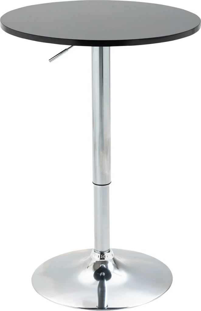 HOMCOM Moderní Kulatý Barový Stolek s 360° Otáčením a Výškovou Regulací, Bistro Stolek, Barový Stolek, Černá Ocel Ø61 x 70-90 cm | Aosom