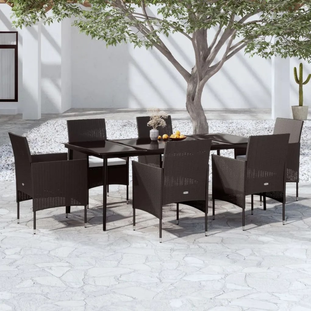 7dílný zahradní jídelní set s poduškami černý 3099309