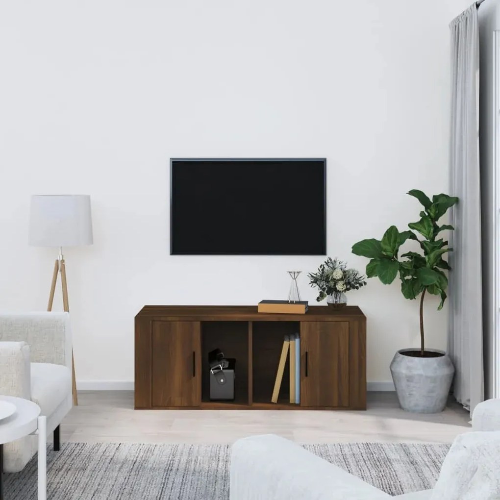 Tv Skříňka 100 X 35 X 40 Cm Kompozitní Dřevo Hnědý dub