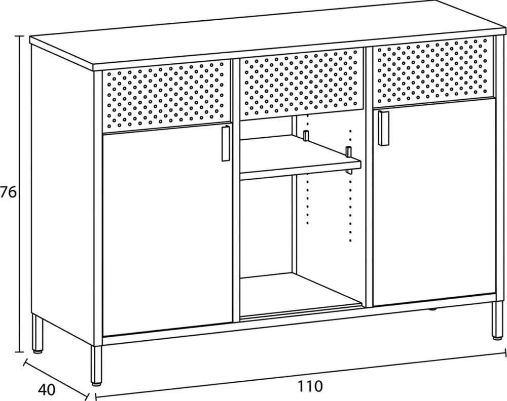 Komoda AUK-E1420 WT, kov, bílá (110 x 40) cm