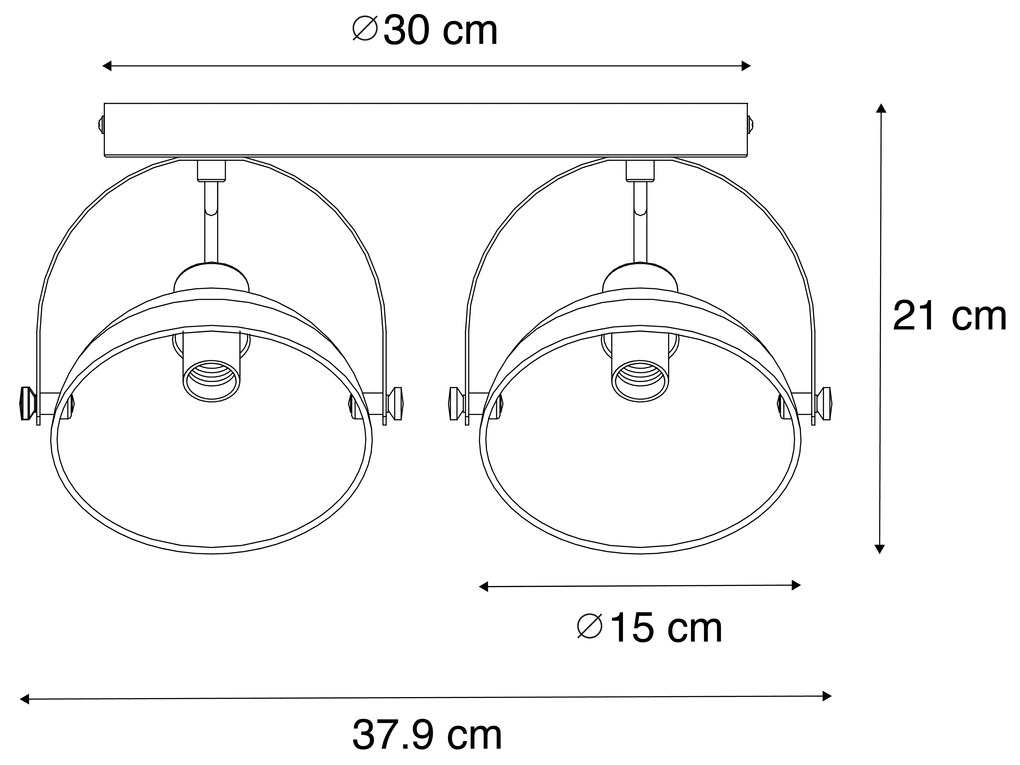 Průmyslové stropní svítidlo bílé se stříbrnou barvou 2-světlo nastavitelné - Magnax