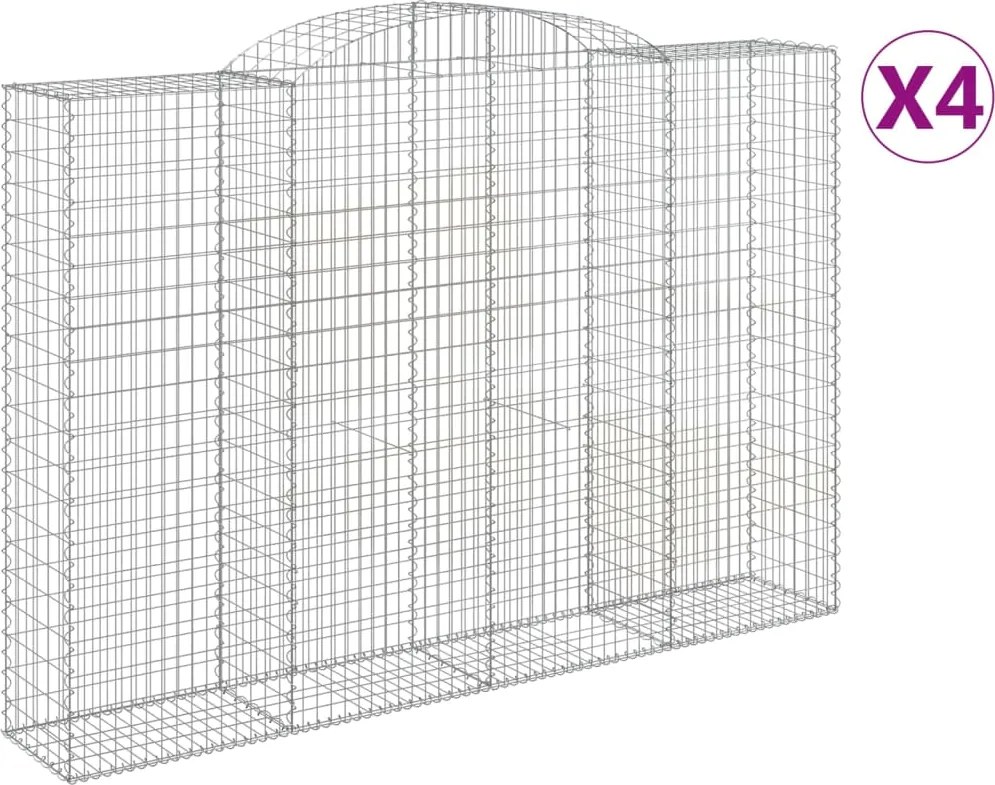 Klenuté gabionové koše 4 ks 300x50x200/220cm pozinkované železo 3146793