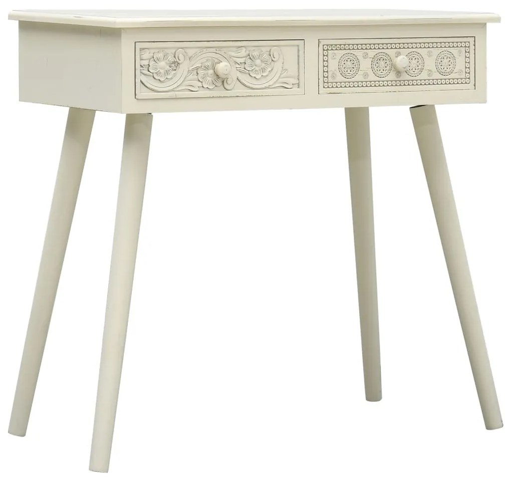 285752 vidaXL Konzolový stolek 2 zásuvky vyřezávaný šedý 80x40x77,8 cm dřevo