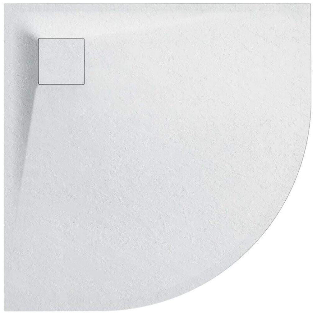 Cerano Quarto, čtvrtkruhová sprchová vanička 80x80x3 cm z minerálního kompozitu, bílá, CER-CER-414755