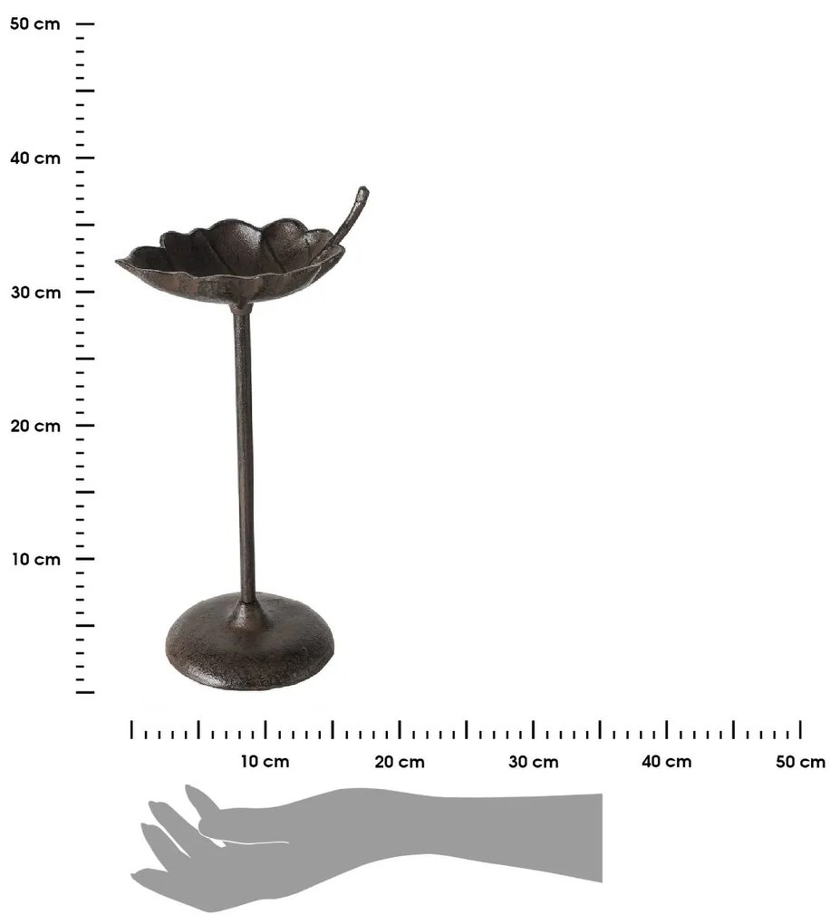 Napajedlo pro ptáky na noze Samando, 37x19 cm, litina, hnědá