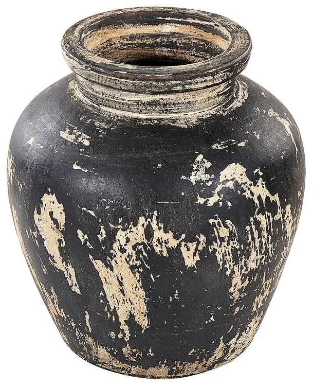 Pálená hlína Dekorativní váza 33 Černá Béžová LINDOS Beliani