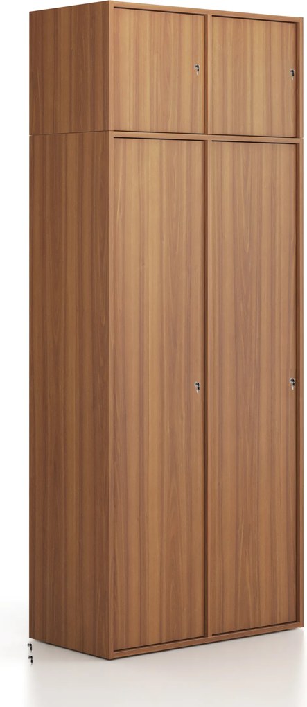 Nástavba pro skříně FRAME, 2x dveře, 872 x 450 x 427 mm, cylindrický zámek, ořech