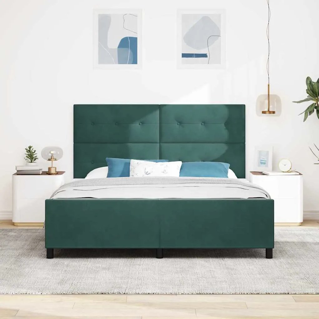 Postel s boxspringem s čelo Tmavě zelená 180 x 200 cm samet 3344960