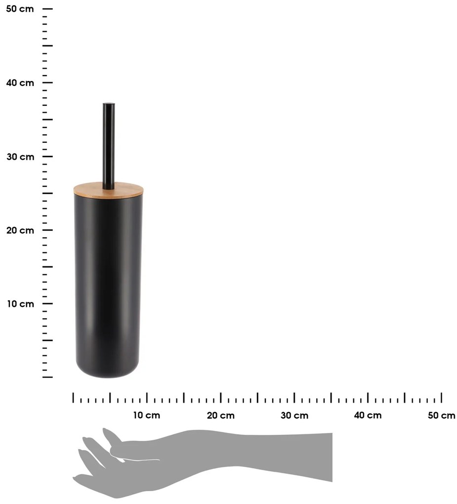 WC kartáč Besson, černá/s dřevěnými prvky