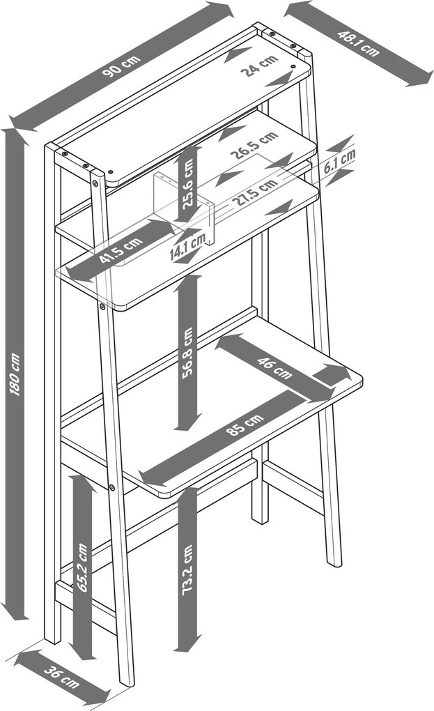 Tchibo - Regál se sekretářem - barva: hnědá