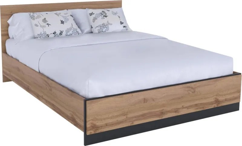 Postel AMONI 160x200, dub wotan/černá Kondela 0000400446