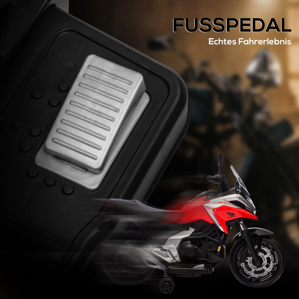 AIYAPLAY 12V dětská motorka s MP3, USB, LED světlometem červená