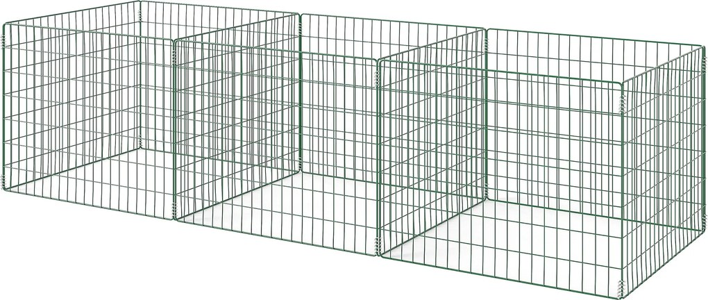 Outsunny Kompostér 1680 litrů, 270 x 90 x 70 cm, 3-dílný rychlý kompostér z oceli, voděodolný thermokompostér s otevřeným mřížkovým designem, zahradní