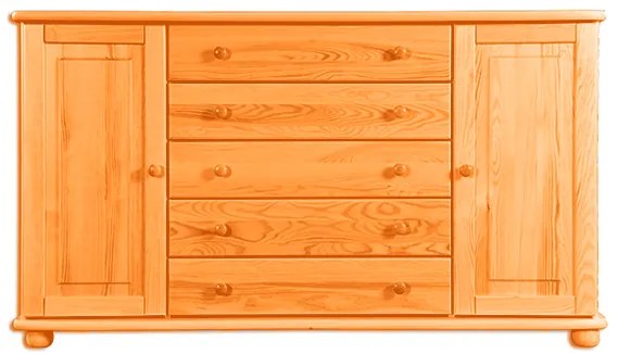 Drewmax KD164 - Komoda kombinovaná z masivní borovice 165x42x92cm - Olše