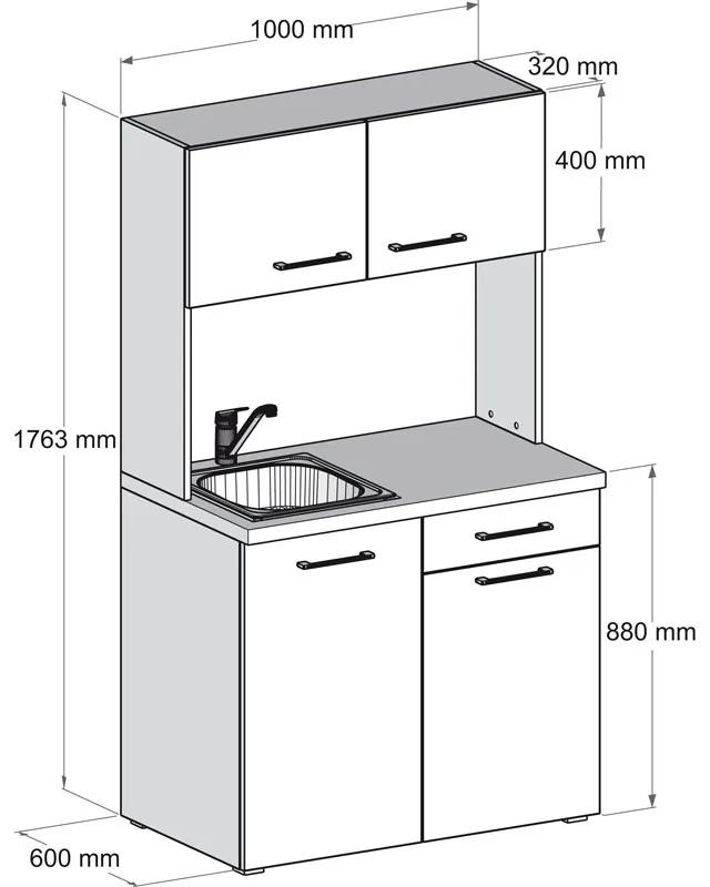 Kuchyňka PRIMO s dřezem a baterií, třešeň