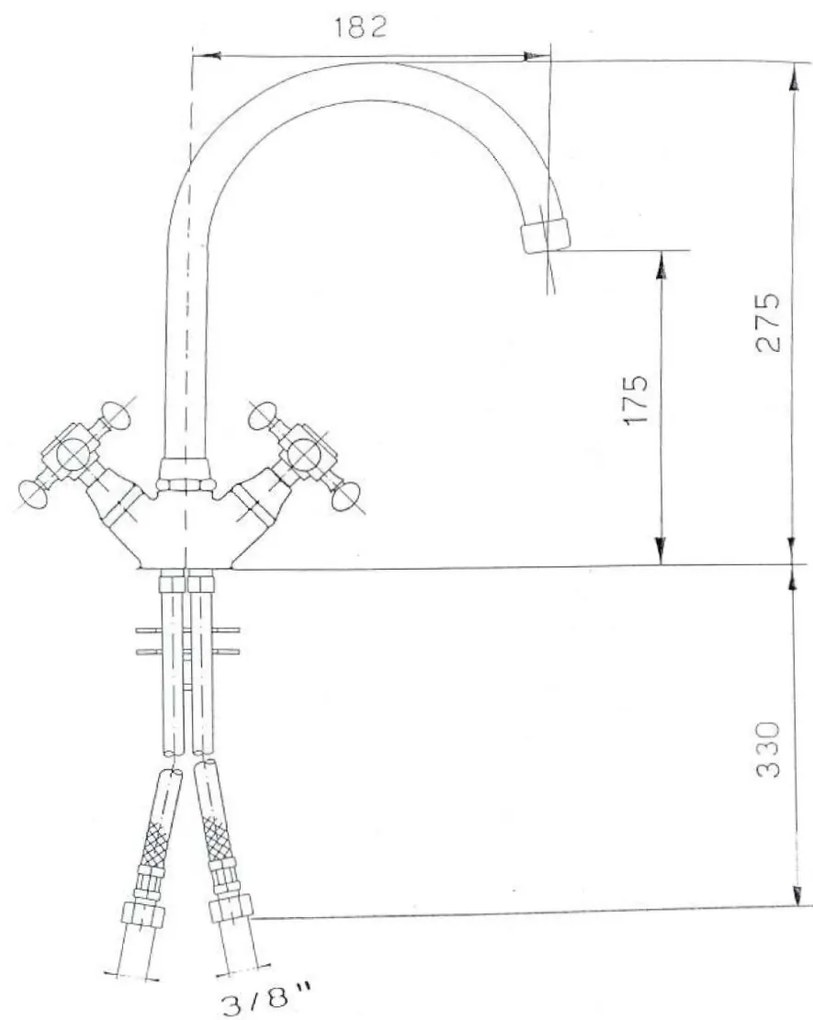 Reitano Rubinetteria, ANTEA stojánková dřezová baterie, výška 275mm, bronz, 3096