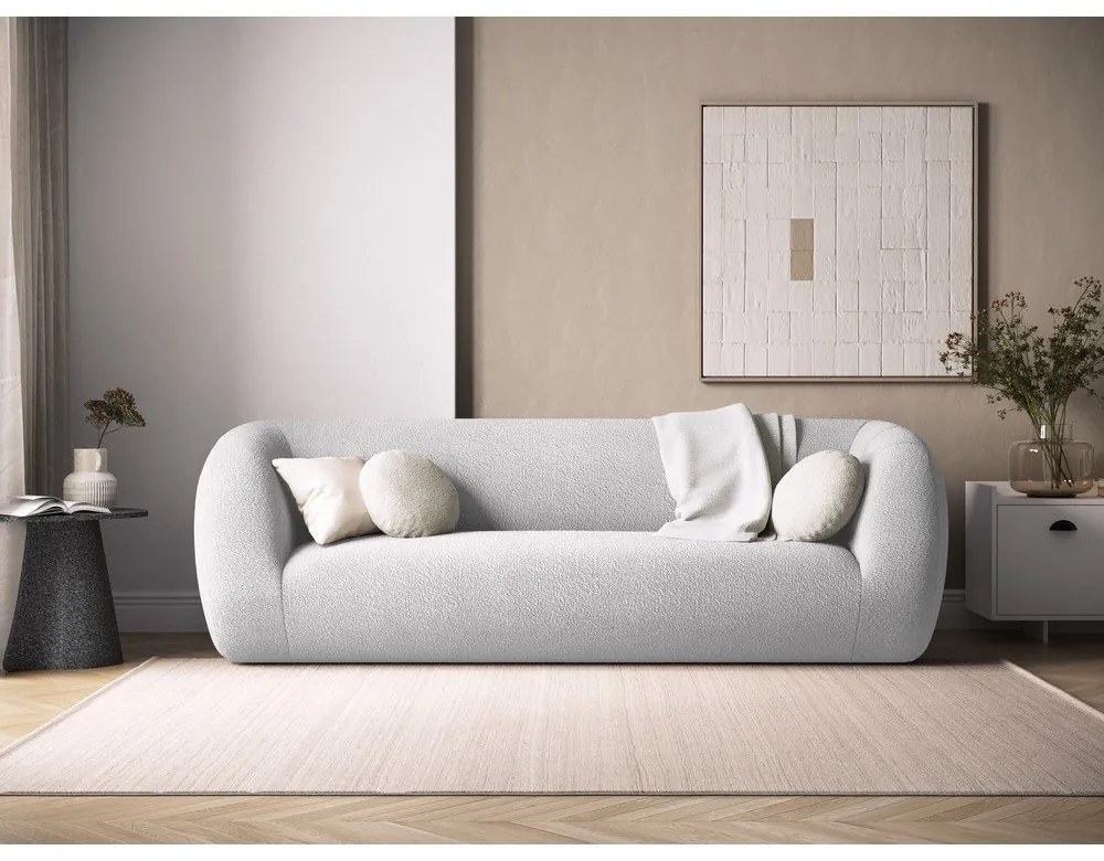 Světle šedá pohovka z textilie bouclé 230 cm Essen – Cosmopolitan Design