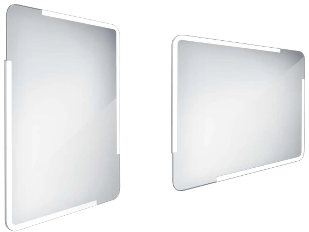 Nimco - Zrcadlo s LED osvětlením, 60x80 cm, zaoblené, hliník ZP 15002