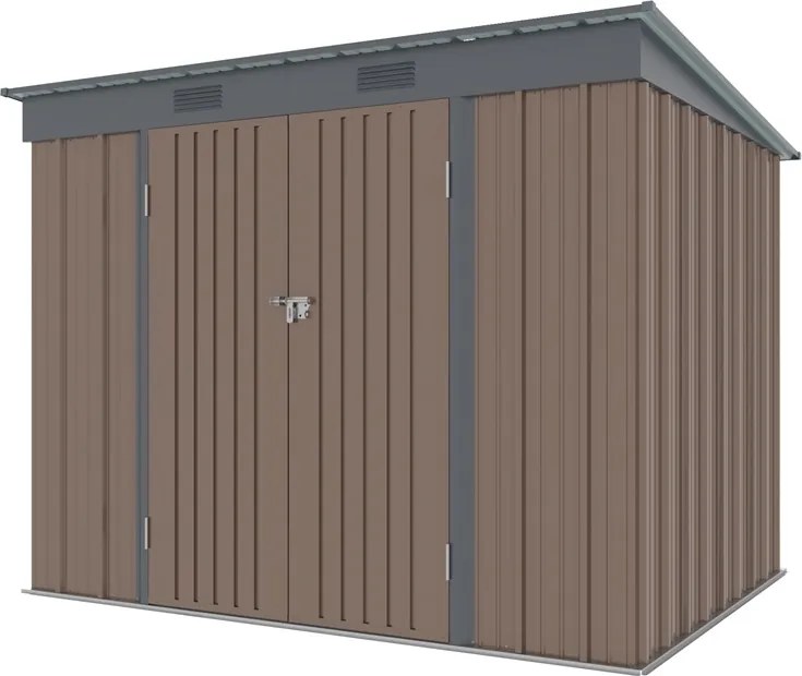 Riwall PRO RMSP 6x8 Brown - zahradní domek kovový 2,4 x 1,8 m s pultovou střechou hnědý