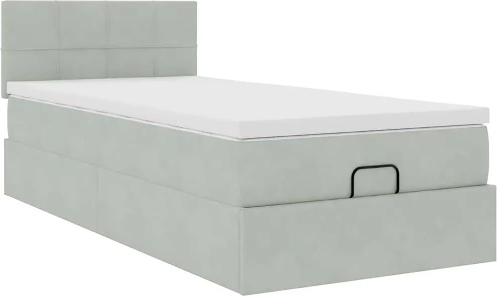 Osmanský rám postele s matrací světle šedá 90x200cm samet 3311747