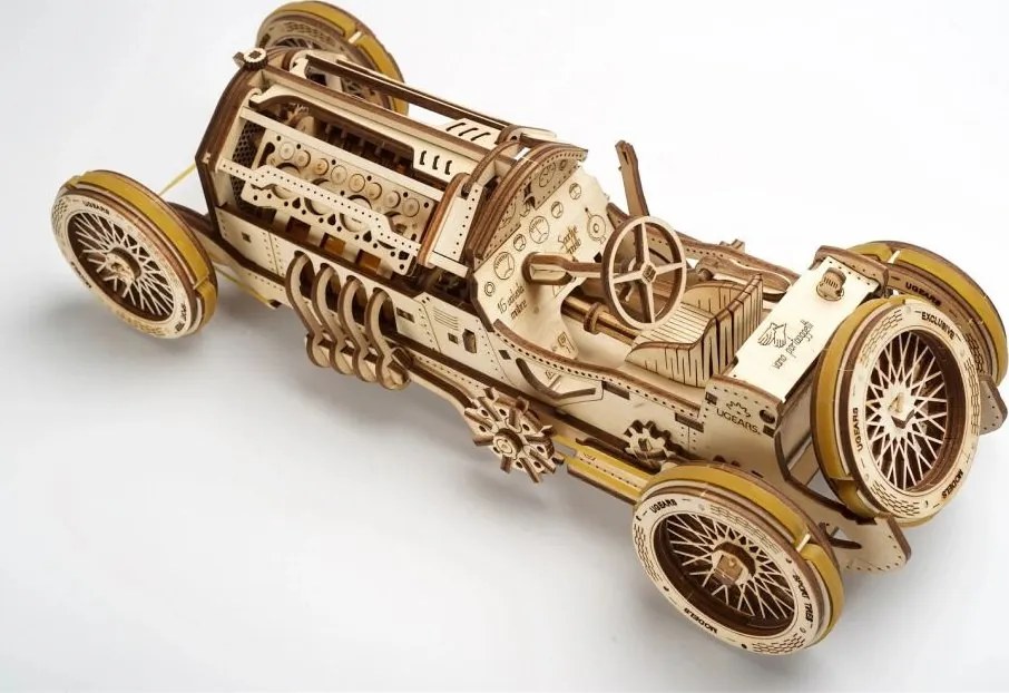 Hračka Ugears 3D dřevěné mechanické puzzle U9 Auto (Grand Prix) [6902746]