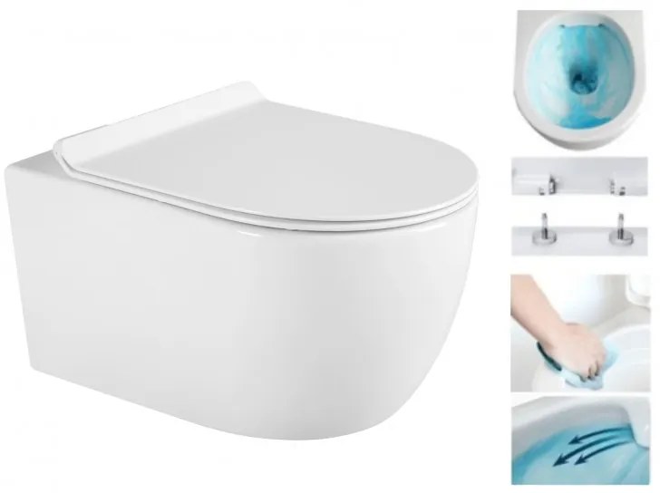 Závěsný set GEBERIT Duofix Basic+ WC CARMEN Rimless 49 x 37 cm + pomalu padající deska Slim, bílá, 3388XX00+39010100
