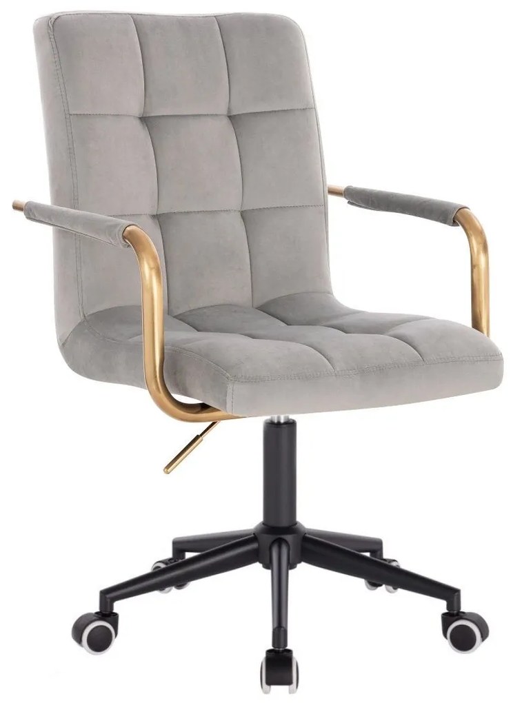 LuxuryForm DESIGN Otočná židle VERONA GOLD VELUR na černé podstavě s kolečky - světle šedá