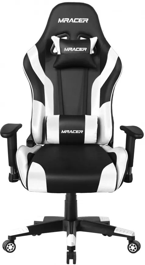 MERCURY Herní židle MRacer REGALIA - ekokůže, černá / bílá