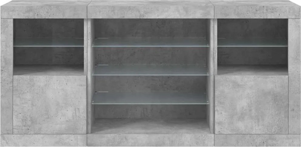 Příborník s LED osvětlením betonově šedý 142,5 x 37 x 67 cm 3209089