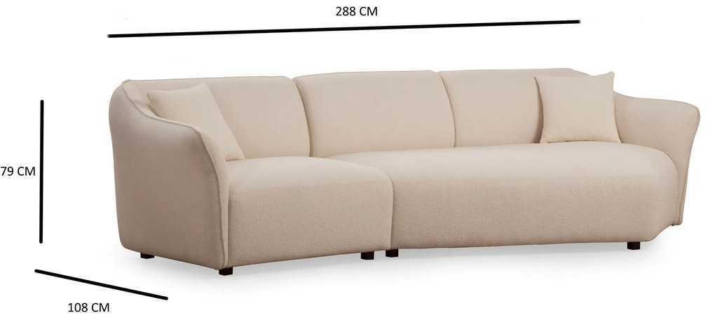 Hanah Home Třímístná pohovka MENTIS krémová 288 cm
