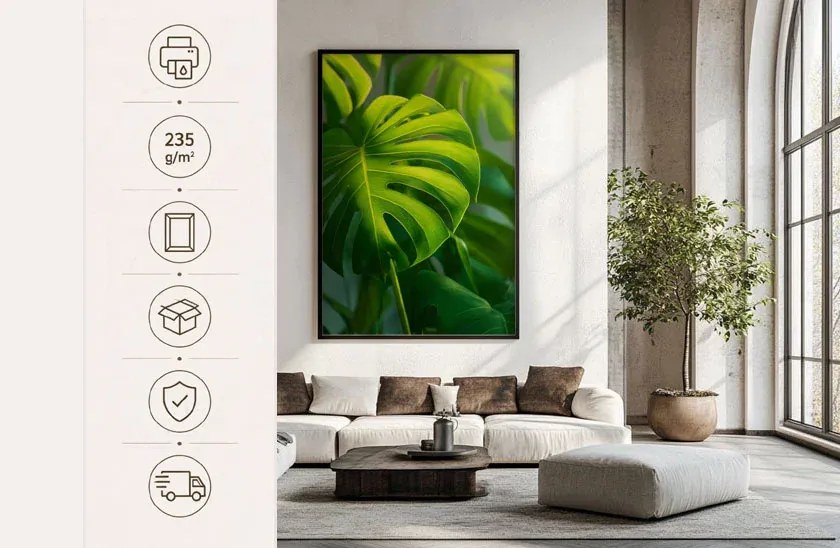 Tropický list - obraz - Monstera v moderním přírodním stylu 45 - A4 – 210 × 297 mm - 149 Kč