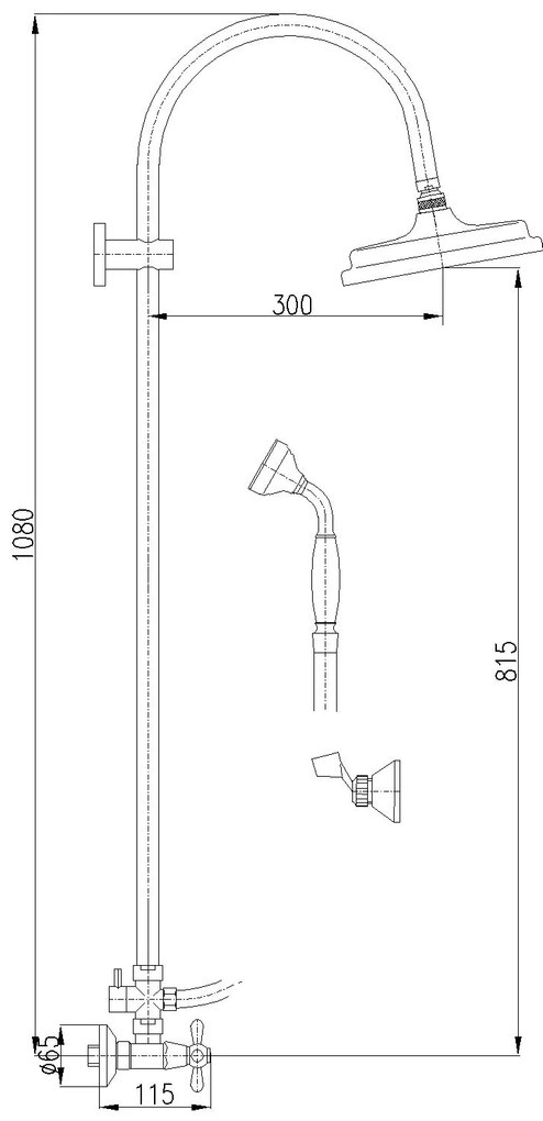 Slezák - RAV Sprchový komplet se směšovací baterií MORAVA RETRO - MK181.x/3, Chrom Barva: Chrom, Rozteč připojení (mm): 100