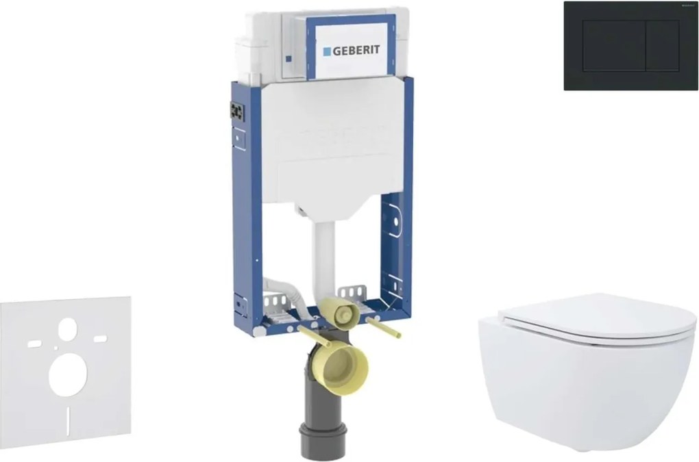 SANITINO - Set předstěnové instalace, klozetu Oudee a Slim sedátka softclose, tlačítko Sigma20, matná černá/černá SANI11CA5198