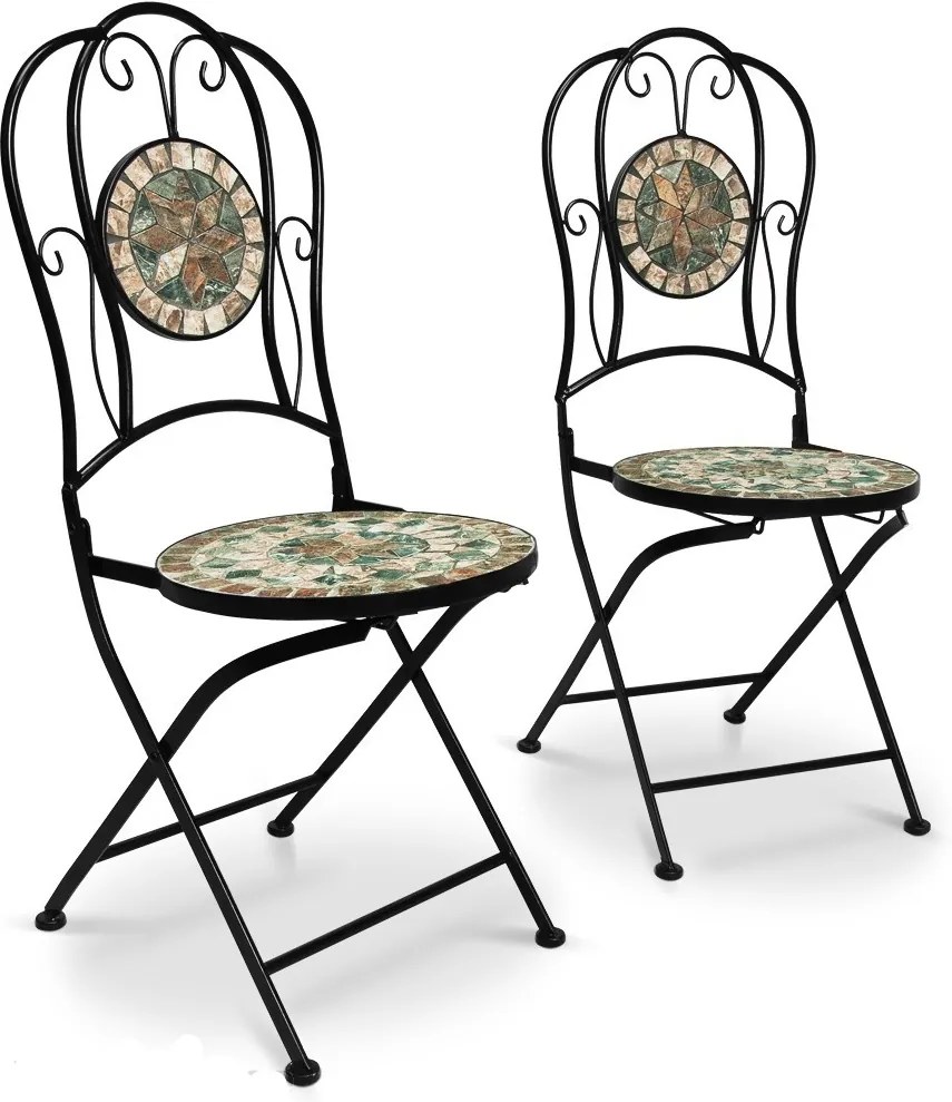 Kovová židle s mozaikou 2ks D3117 Dekorhome