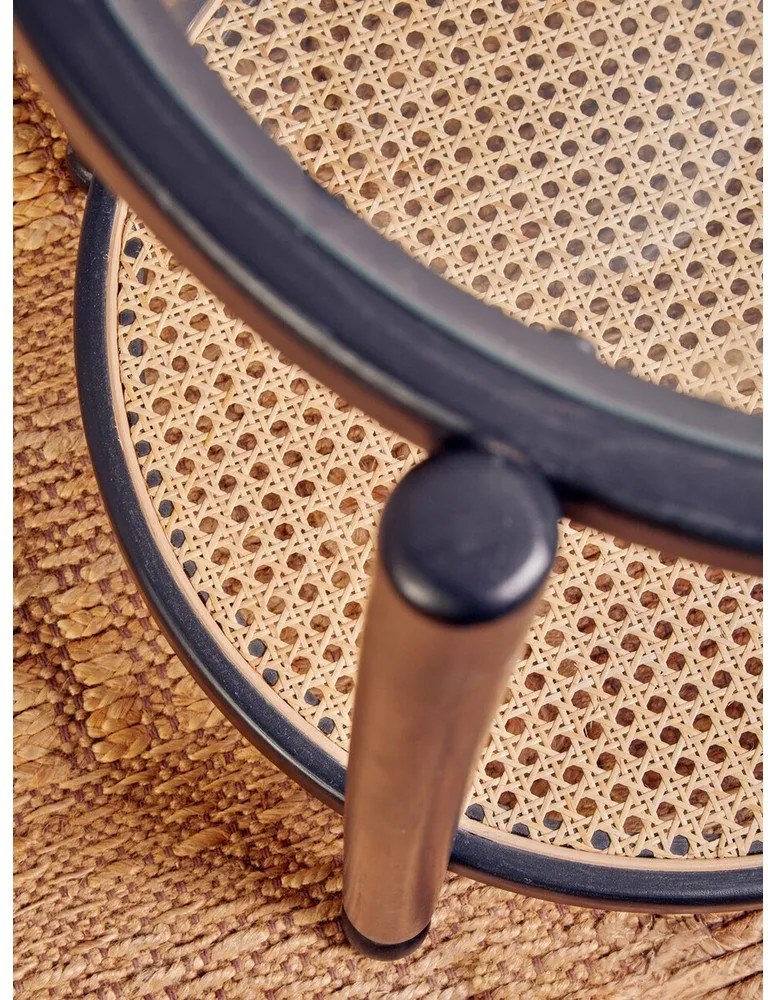 Černý/v přírodní barvě konzolový stolek se skleněnou deskou 49x100 cm Cebu – Premier Housewares