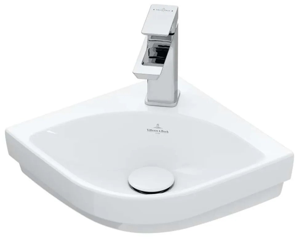 Villeroy & Boch Subway 3.0 - Umývátko rohové 32x32 cm, bez přepadu, otvor pro baterii, CeramicPlus, alpská bílá 437146R1