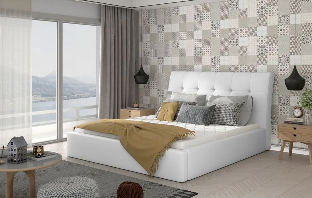 Čalouněná postel INGE - Soft 17 - 180x200cm - Dřevo